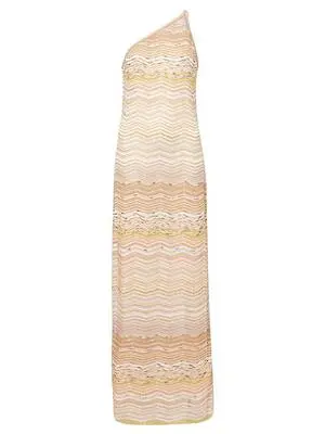 Missoni One-shoulder Striped Knitted Maxi Dress - Light Gold