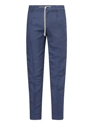 Eleventy Slim-leg Jogger Linen-blend Trousers - Blue