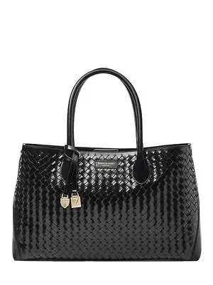 ASPINAL OF LONDON Woven Leather Tote Bag - Black