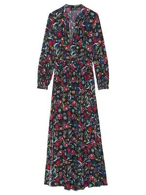Zadig&Voltaire Floral-print Woven Maxi Dress - Encre