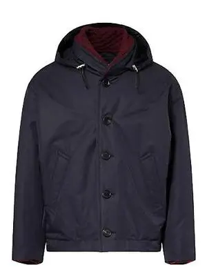Loewe Hooded Padded Cotton-blend Jacket - Navy Blue