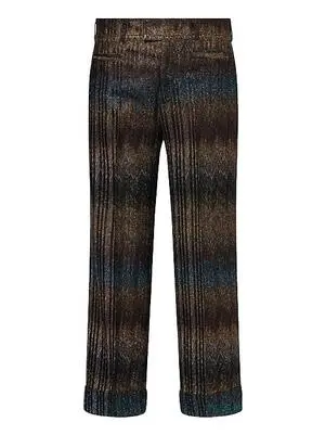 Missoni Chevron Cropped Metallic-knit Woven Trousers - Dark Blue