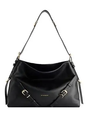 Givenchy Voyou Medium Leather Shoulder Bag - Black Gold