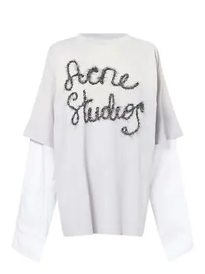Acne Studios Tinsel-logo Round-neck Cotton-jersey T-shirt - Light Blue
