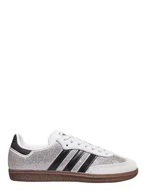 Adidas Samba Og Rhinestone-embellished Leather Trainers - Crystal White Black Silv