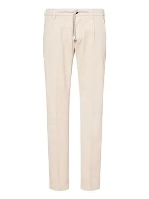 Eleventy Drawstring Tapered-leg Cotton-blend Trousers - Sand