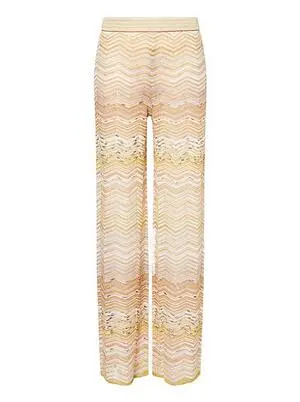 Missoni Chevron Straight-leg Metallic-knit Trousers - Light Gold