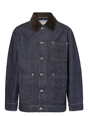 Loewe Corduroy-collar Denim Jacket - Raw Denim/blue