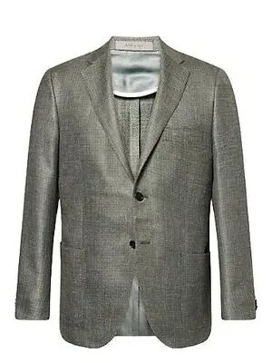 Corneliani Single-breasted Wool, Linen And Silk-blend Blazer - Green Coloured 051