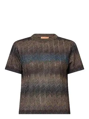 Missoni Chevron Metallic-knit T-shirt - Dark Blue