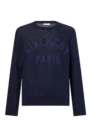Givenchy Brand-embroidery Cotton Jumper - Dark Navy
