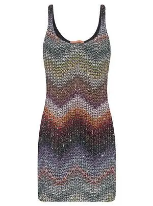 Missoni Chevron Metallic-knit Mini Dress - Multi Dark