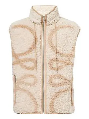 Loewe Anagram-print Faux-fur Vest - Beige/khaki Green