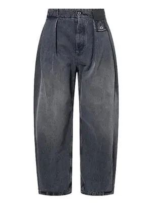 Loewe Brand-patch Barrel-leg Denim Jeans - Black