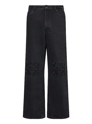 Loewe Anagram-embellished Straight-leg Denim Jeans - Black