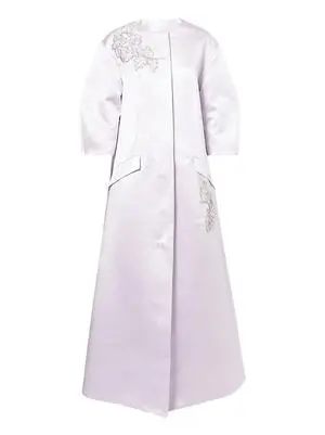 Huishan Zhang Prudence Crystal-embellished Satin Coat - Purple