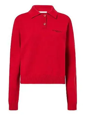 Givenchy Logo-embroidered Wool And Cashmere-blend Polo Jumper - Deep Red