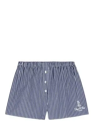SPORTY & RICH Vendome Mini Boxer Striped Cotton Shorts - Blue