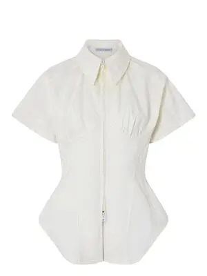 TOLU COKER Paneled Cotton-blend Twill Blouse - White