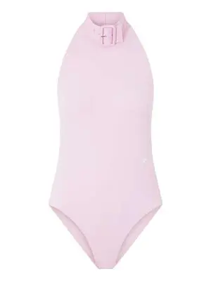 COURREGES Buckled Mockneck Bodysuit Pastel Pink