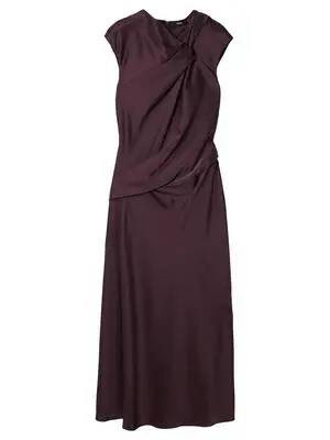 Theory Twist-front Draped Satin Midi Dress - Purple