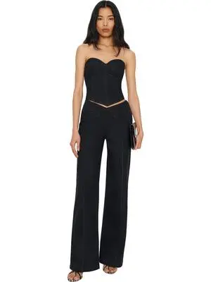 REFORMATION Arana Stretch Low Rise Wide Leg Jeans - Black