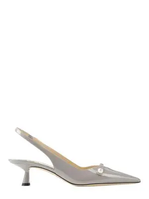 JIMMY CHOO Amita 45 Leather Slingback Pumps - Grey