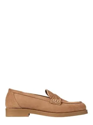 JIMMY CHOO Velvet Suede Loafers - Beige