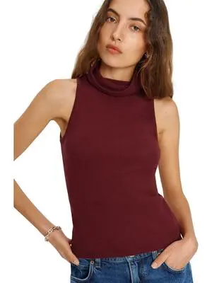 REFORMATION Marcy Cashmere Turtleneck Tank Top - Red