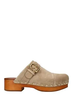 Chloé Leather Jeannette Clogs - Beige