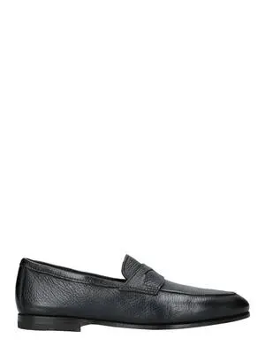 Santoni Grained Leather Carlo Loafers - Navy