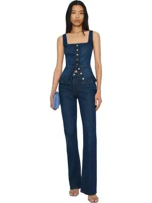 REFORMATION Tilly Stretch Denim Top - Blue