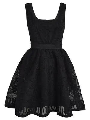 Maje Knitted Mini Skater Dress - Black