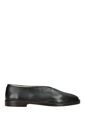 LEMAIRE Leather Piped Slippers - Black