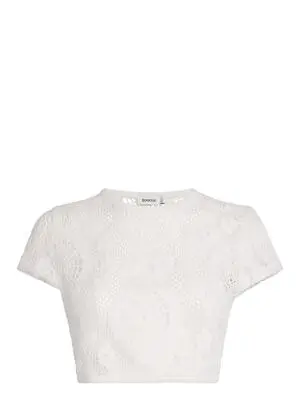 Simkhai Lidie Lace Crop Top - White