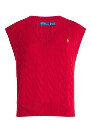 Polo Ralph Lauren Wool-cashmere Cable-knit Vest - Red