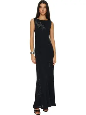 REFORMATION Prescott Applique Maxi Dress - Black