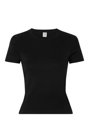 FLORE FLORE Car Ribbed Organic Cotton-jersey T-shirt - Black