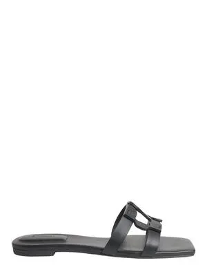 Simkhai Leather Monogram Slides - Black