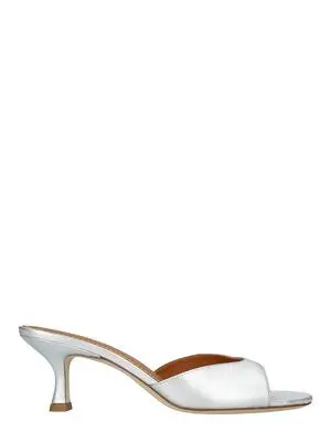 Staud Leather Heeled Mules - Silver