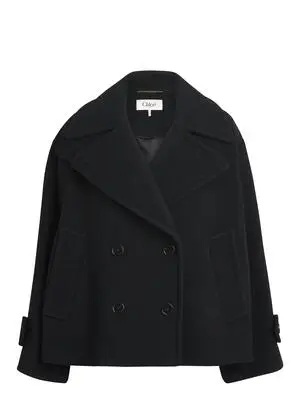 Chloé Wool-blend Double-breasted Pea Coat - Black