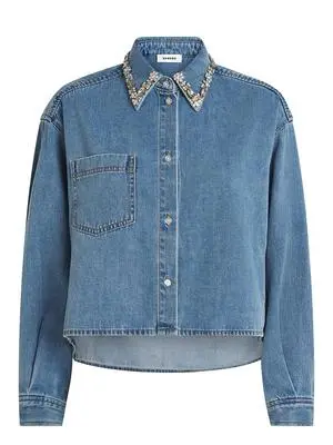 Sandro Denim Embellished Shirt - Blue