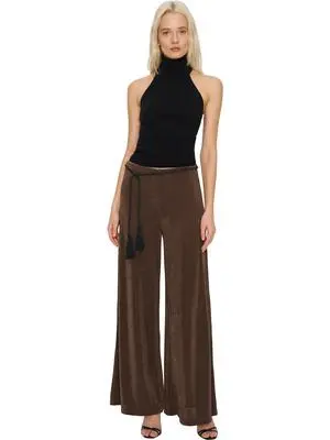 REFORMATION Kessie Knit Wide Leg Pant - Brown