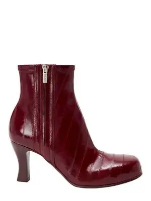 Loewe Eel Leather Bobine Ankle Boots - Burgundy