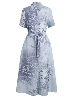 SIMKHAI Linen-Blend Printed Audria Midi Dress