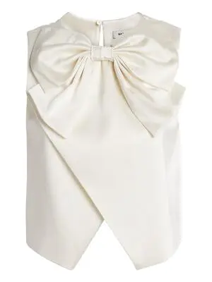 Sandro Satin Bow Crop Top - Beige