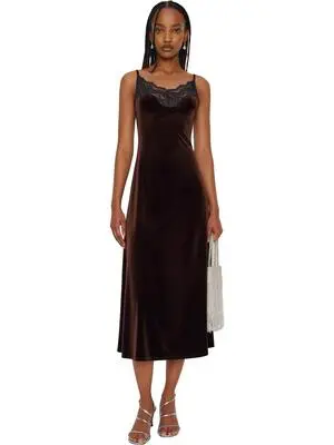 REFORMATION Marcella Knit Velvet Dress - Brown