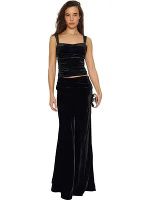 REFORMATION Evie Velvet Maxi Skirt - Black