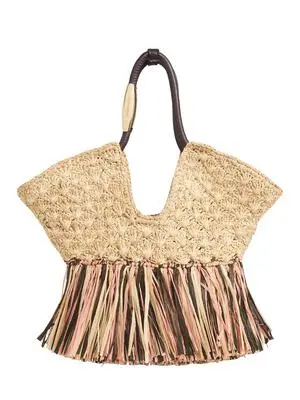 Zimmermann Raffia Fringed Tote Bag - Beige
