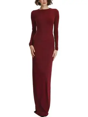 2310 STUDIO Long-sleeves Corset Maxi Dress - Red